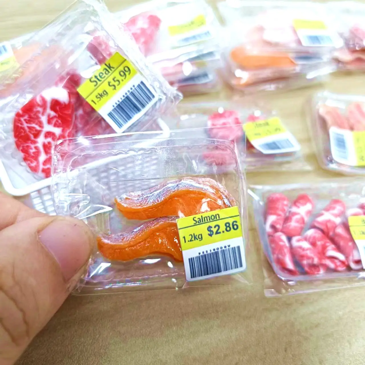 New-Dollhouse-Miniature-Supermarket-food-simulation-beefsteak-salmon ...