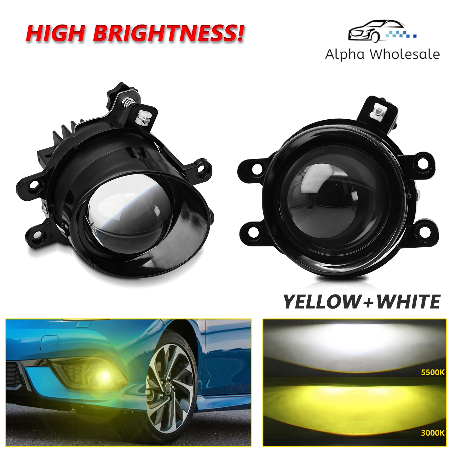 2Pcs-Car-Fog-Lamps-Front-Bumper-Daytime-Running-Lights-DRL-Matrix-laser ...