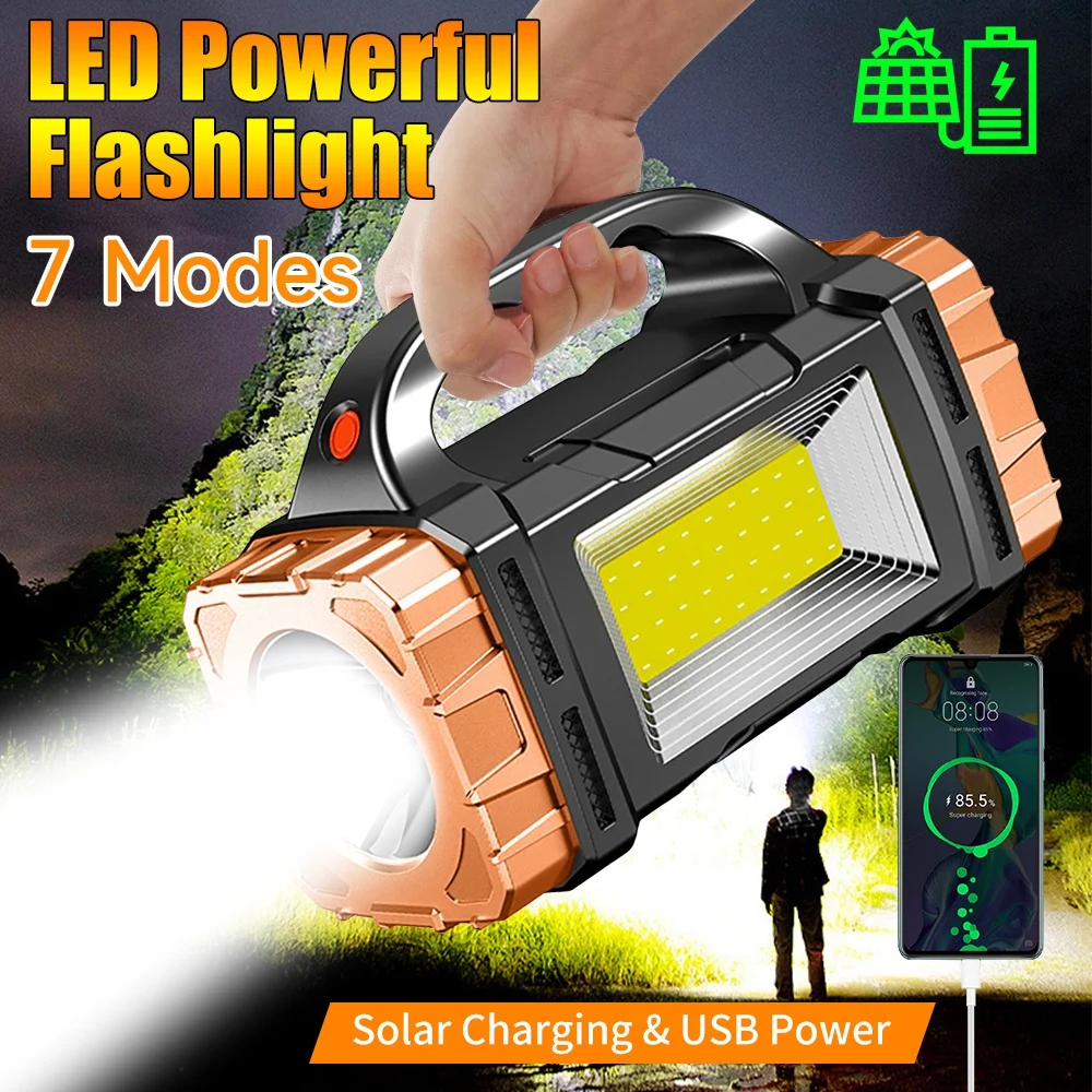 LED-Handheld-Flashlight-Spotlight-7-Lighting-Modes-COB-Powerful-Lantern ...