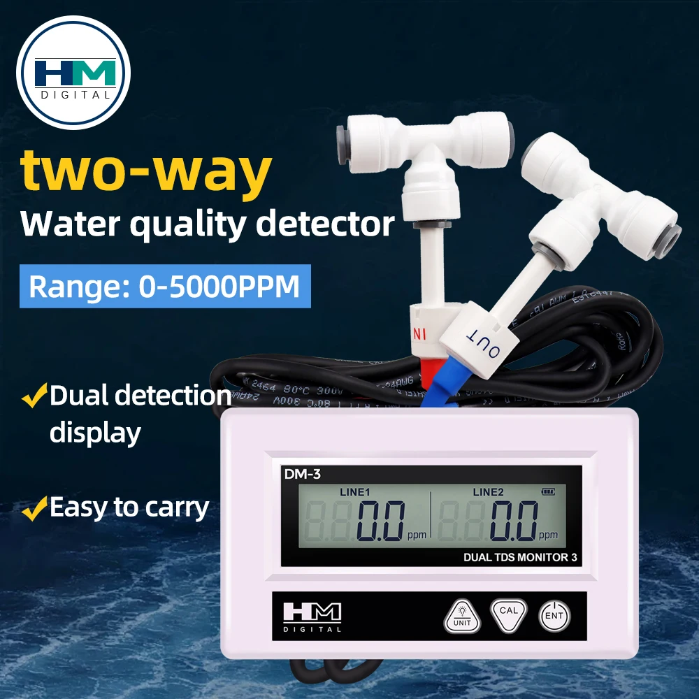 Dual ออนไลน์เครื่องทดสอบคุณภาพน้ํา HM Digital EC & TDS Monitor 0-5000 ...