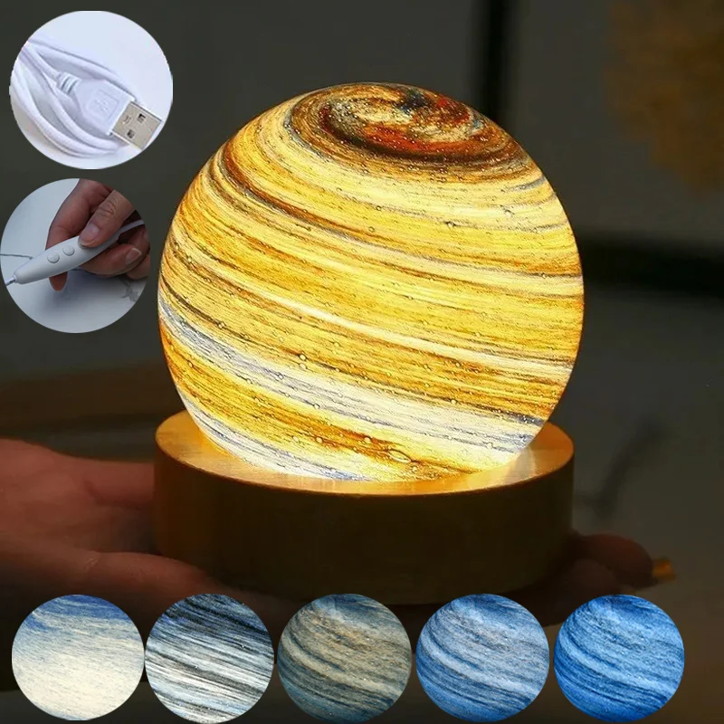 3D-Glass-Moon-Lamp-with-Wooden-Stand-Alimentado-por-USB-Planeta-Mini ...
