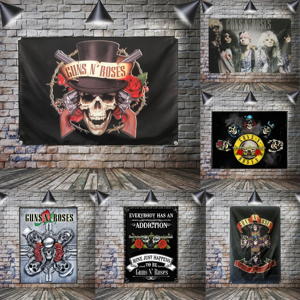 GUNS-N-ROSES-Music-Rock-Flag-Punk-Rock-Hardcore-Heavy-Metal-Banner-Home ...