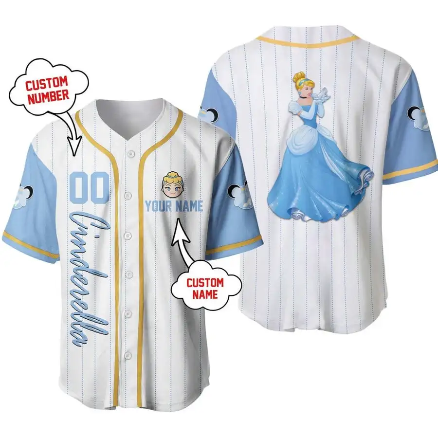 Cinderella-Princesses-Disney-Unisex-Cartoon-Custom-Baseball-Jersey ...