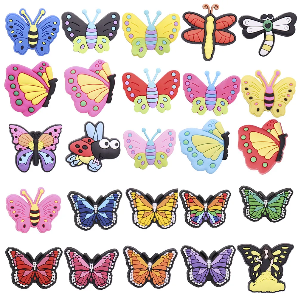 1-25Pcs-Butterfly-Insect-Croc-Jibz-Shoe-Charms-PVC-Garden-Shoes ...