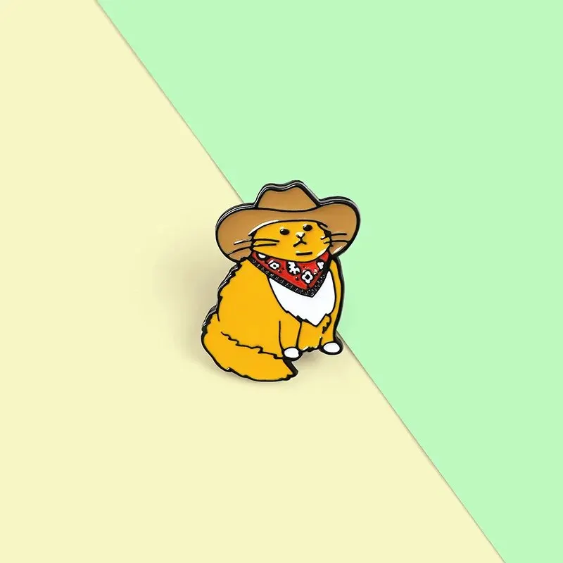 Cowboy-Cats-Enamel-Pin-Custom-Funny-Animal-Hat-Brooches-Shirt-Lapel-Bag ...
