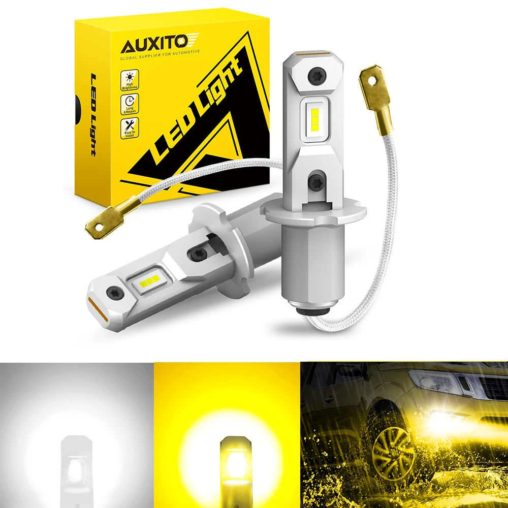 AUXITO-2Pcs-H3-LED-Bulb-Fog-Light-Yellow-3000K-6500K-White-Daytime ...