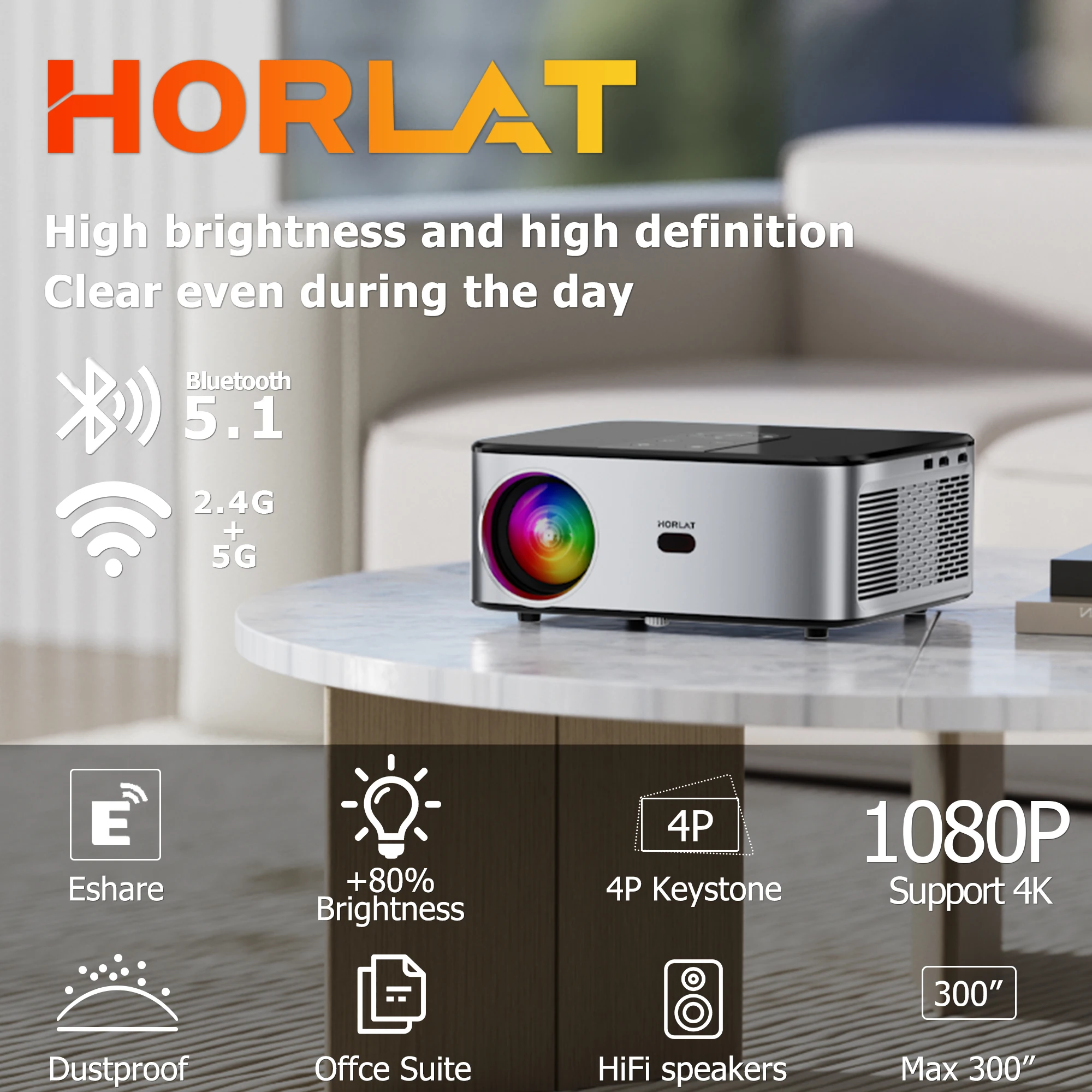 HORLAT-Android-4K-LED-Projector-700ANSI-Full-HD-1080P-Video-Home ...