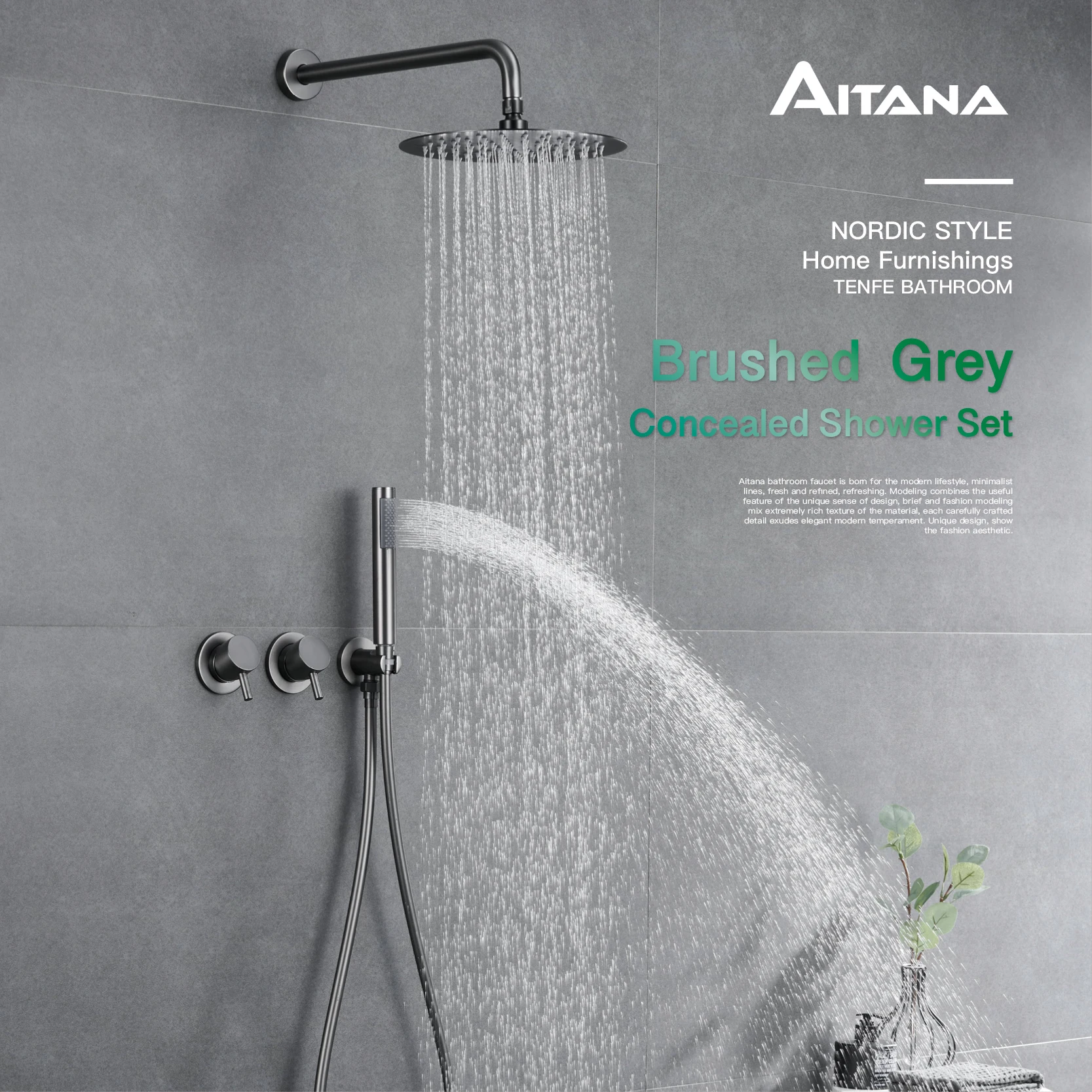 Black-bathroom-shower-system-simple-wall-hanging-design-double-handle ...