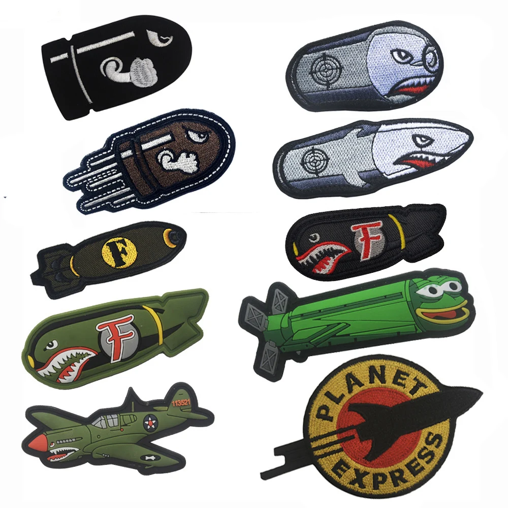 Funny-Bomb-Shark-PVC-Military-Tactical-Embroidery-Patch-Hook-and-Loop ...