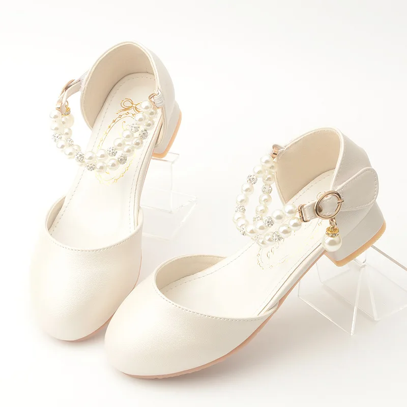Children-Girls-Leather-White-Princess-High-Heel-Kid-Dress-Student-Show ...