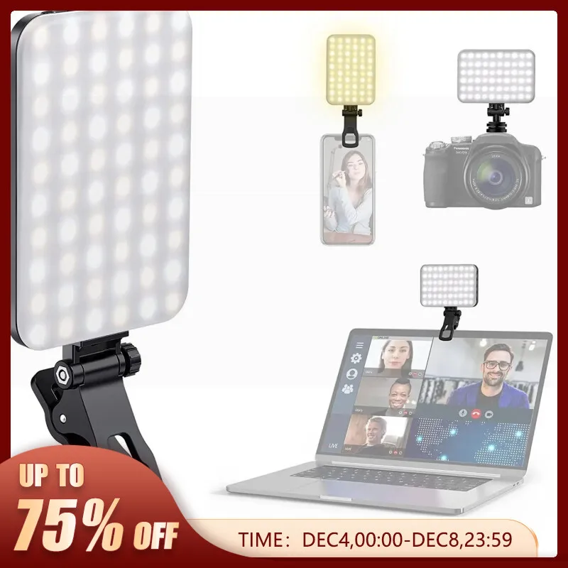 120-LED-High-Power-Rechargeable-Clip-Fill-Video-Light-with-Front-Back ...