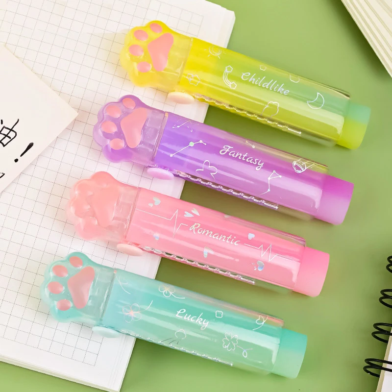 Bonito Gradiente Cor Borrachas para Crianças, Kawaii Push Pull Design ...