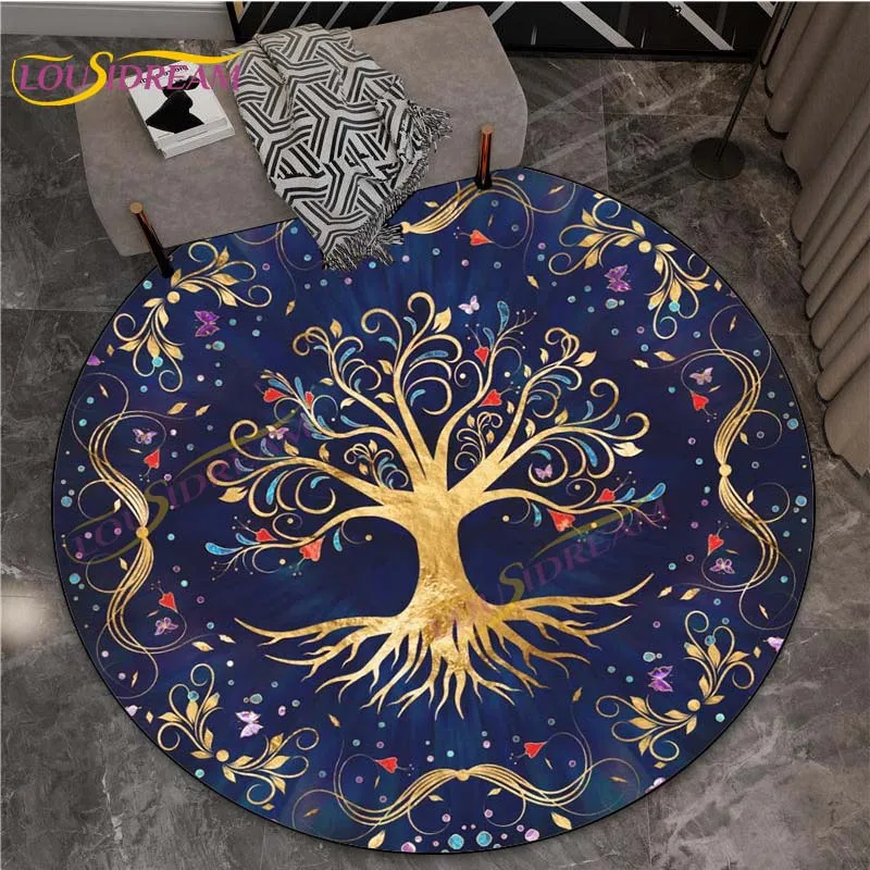 Celtic Tree of Life Round Rugs Gold Tree Altar Tarot Carpets for ...