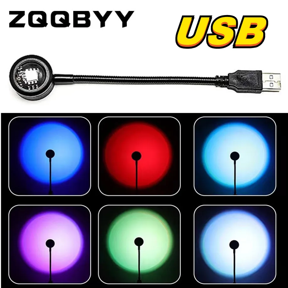 Romantic-USB-Sunset-Lamp-LED-Rainbow-Neon-Night-Light-Projector ...