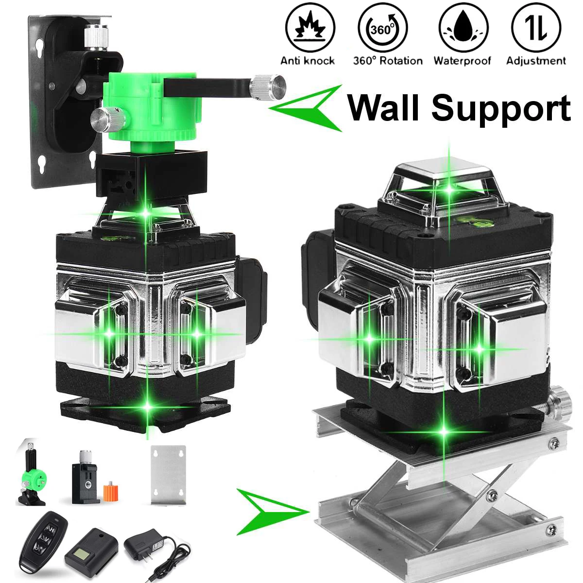 4D 16Lines Laser Level SelfLeveling Super Powerful Green Line 360 ...