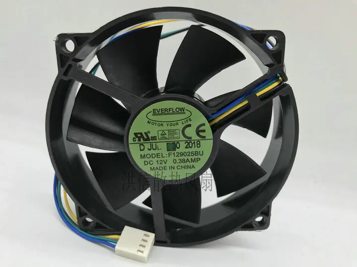 EVERFLOW F129025BU DC 12V 0.38A 4-Wire Server Cooling Fan - Cocoolingdirect