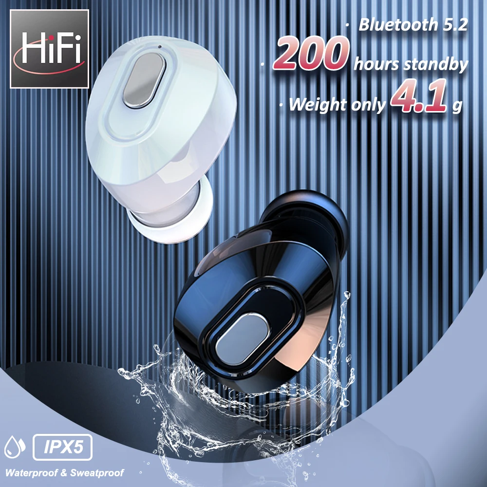 True Wireless 5.2Bluetooth Headset in-ear mini monaural headphones ...