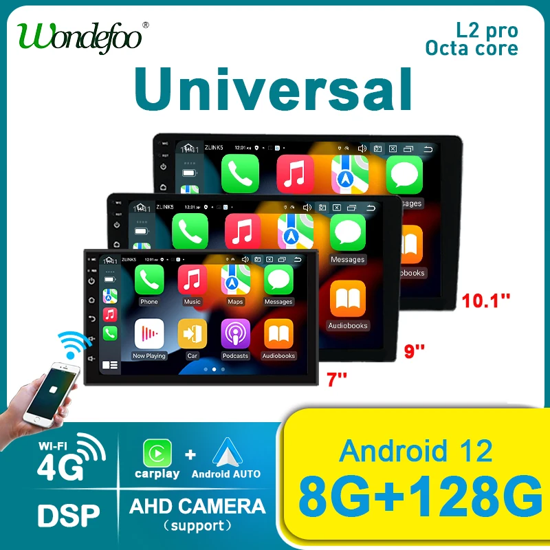Carplay-Android-auto-universal-2-DIN-Car-Radio-mulitmedia-player-BT-4G ...