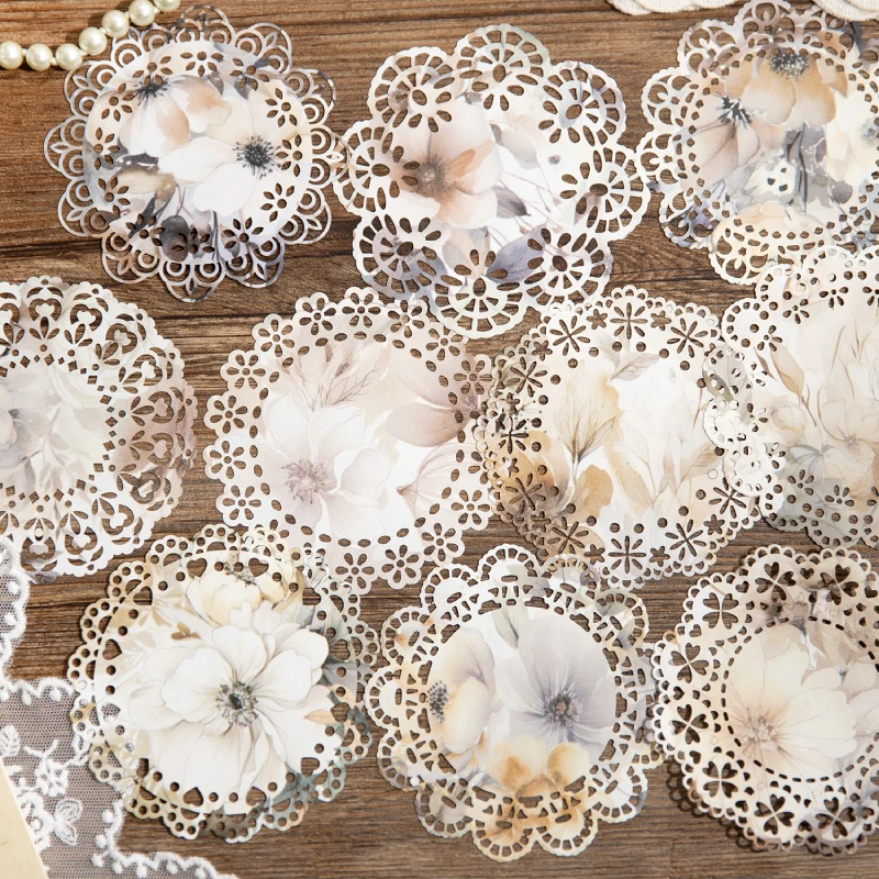 Yoofun 10pcs Vintage Lace Stickers Flowers Cute Girl Diy Decorative ...