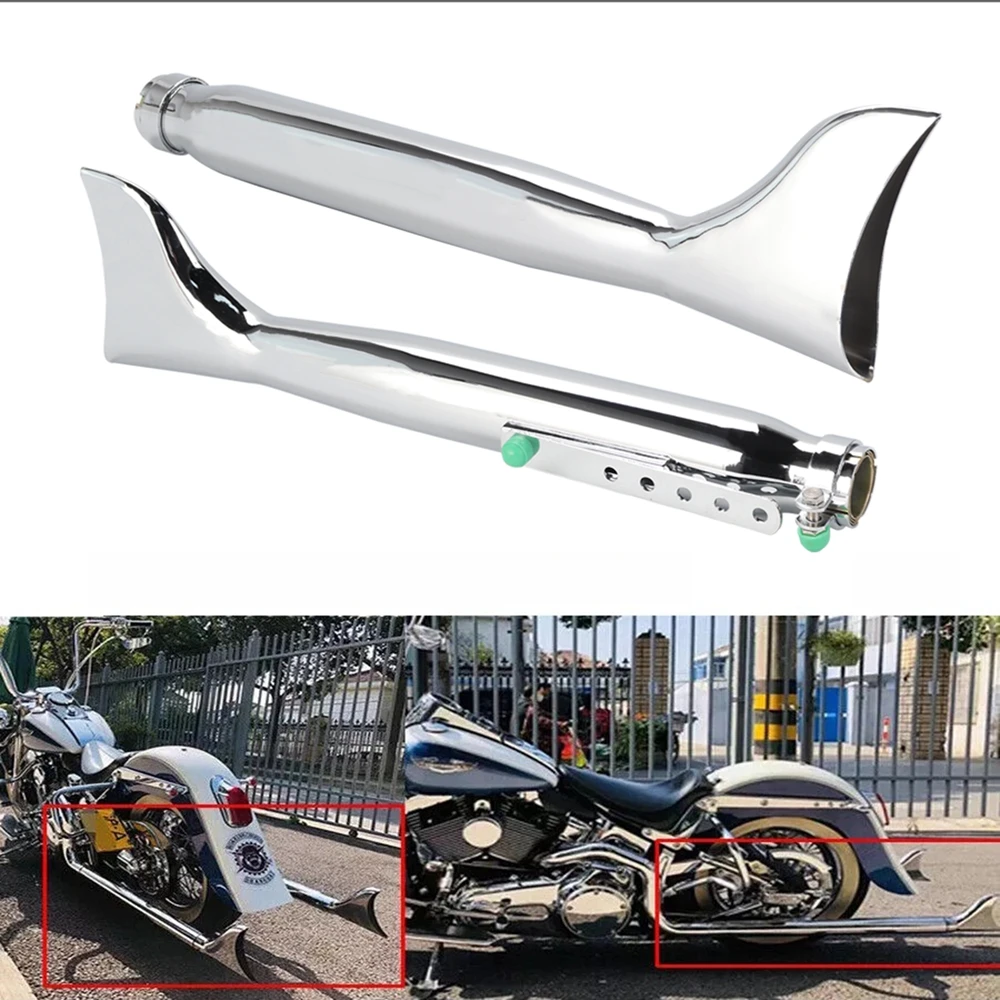Left-Right-Side-Motorcycle-Exhaust-Pipe-Universal-Fish-Tail-For-Bobbers ...