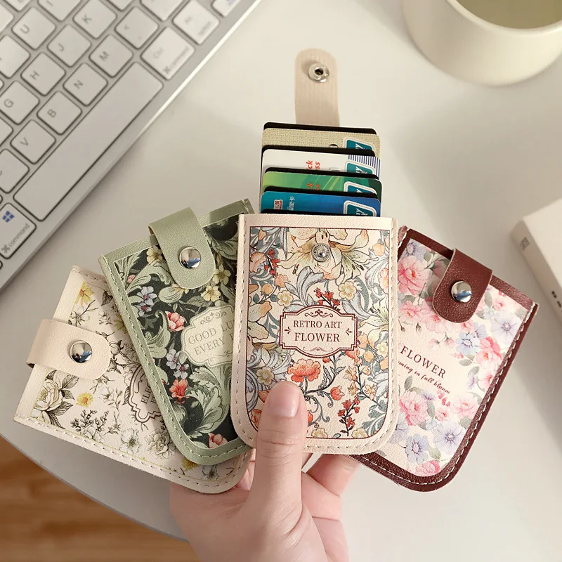 Aesthetic-Retro-Floral-Bank-Card-Holder-Pull-Out-Style-Vintage-European ...