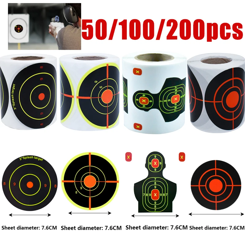 50/100/200Pcs Shooting Tools Splatter Splash Paper 3inch Per Roll ...