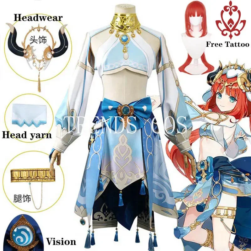 Impact-Nilou-Sumeru-Hydro-Cosplay-Costume-Full-Set-Wig-Headwear-Tattoo ...