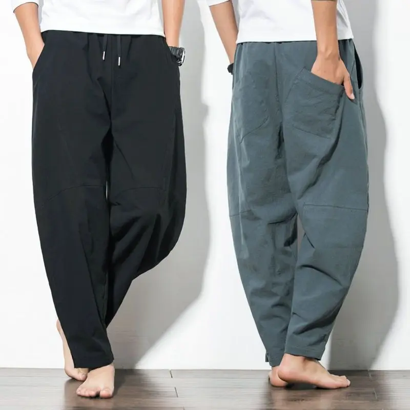 Fashion-Men-Oversized-Linen-Wide-Pants-Spring-Autumn-Koreon-Vintage ...