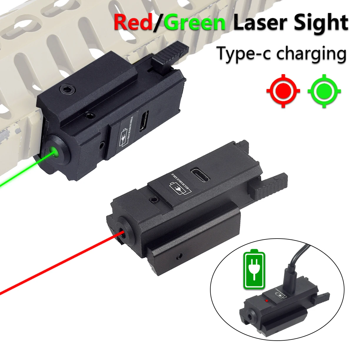 Usb-Opladen-Groen-Rood-Laser-Zicht-Pointer-Voor-Airsoft-Pistool-11Mm-20Mm-Picatinny-Rail-Glock ...