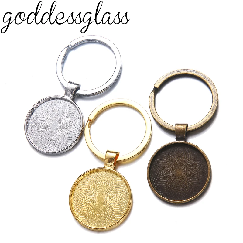 Round-silver-plated-gold-plated-Bronze-Keychain-With-Pendant-Bezel ...