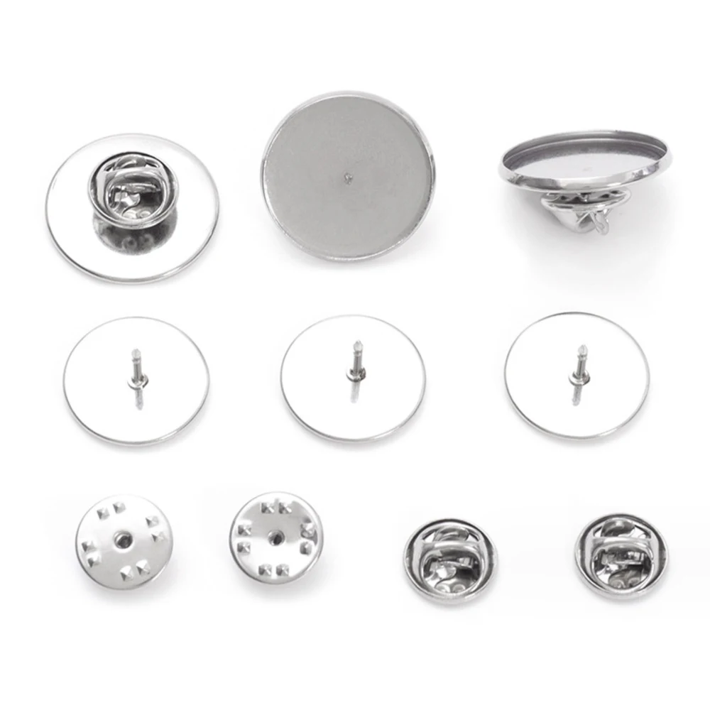 10 Set Stainless Steel 6-30mm Brooch Pin Holder Tie Hat Badge Back ...
