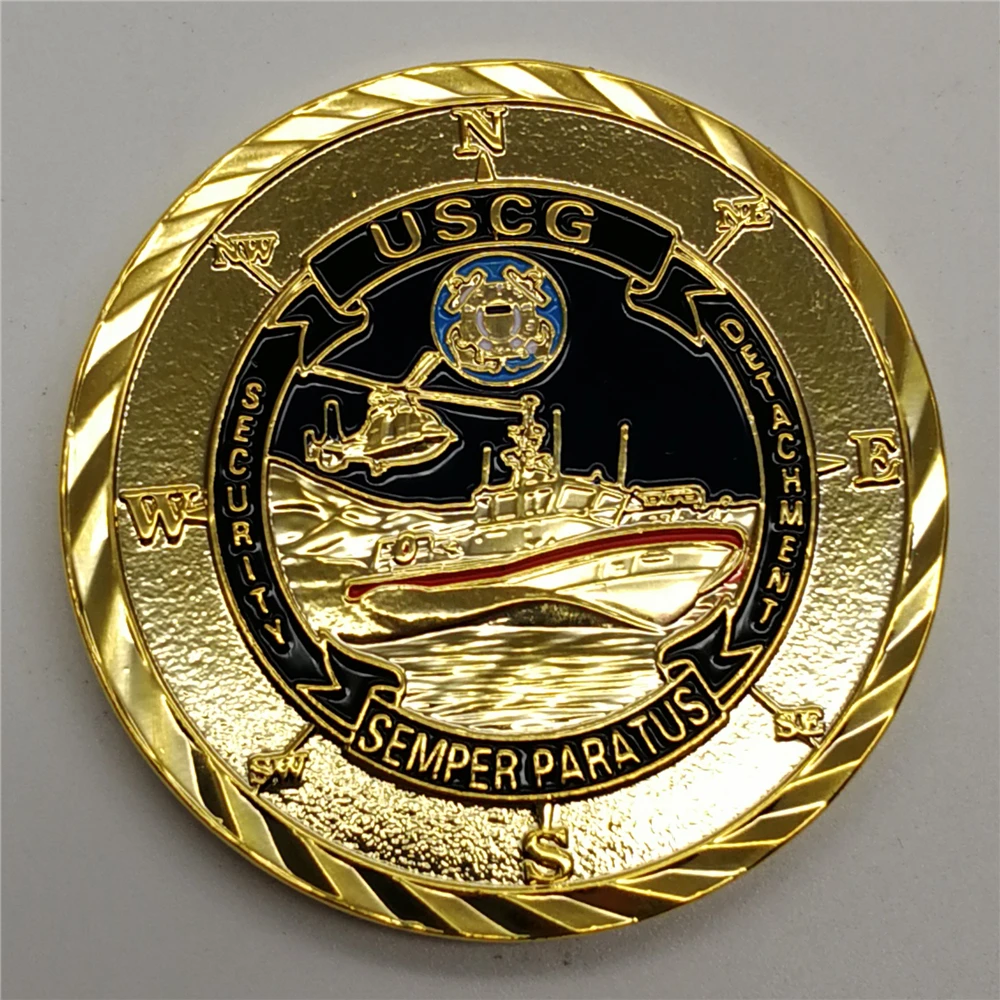 USCG Gold Plated Coin Army Commemorative Medals Coin Collectible Crafts ...
