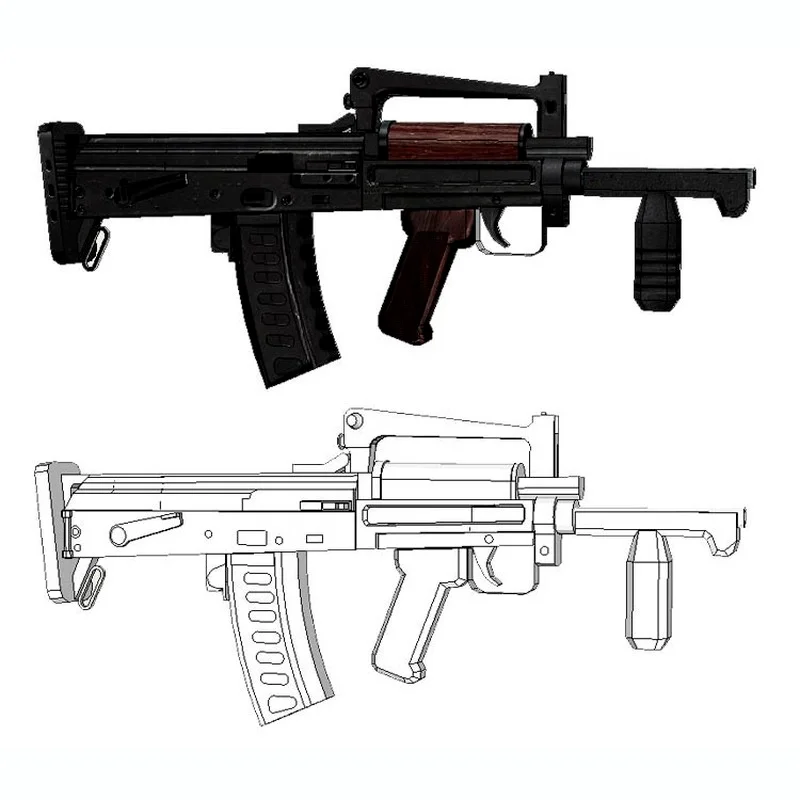 120cm-Groza-Submachine-Gun-3D-Paper-Model-Weapon-1-1-Puzzles-Papercraft ...