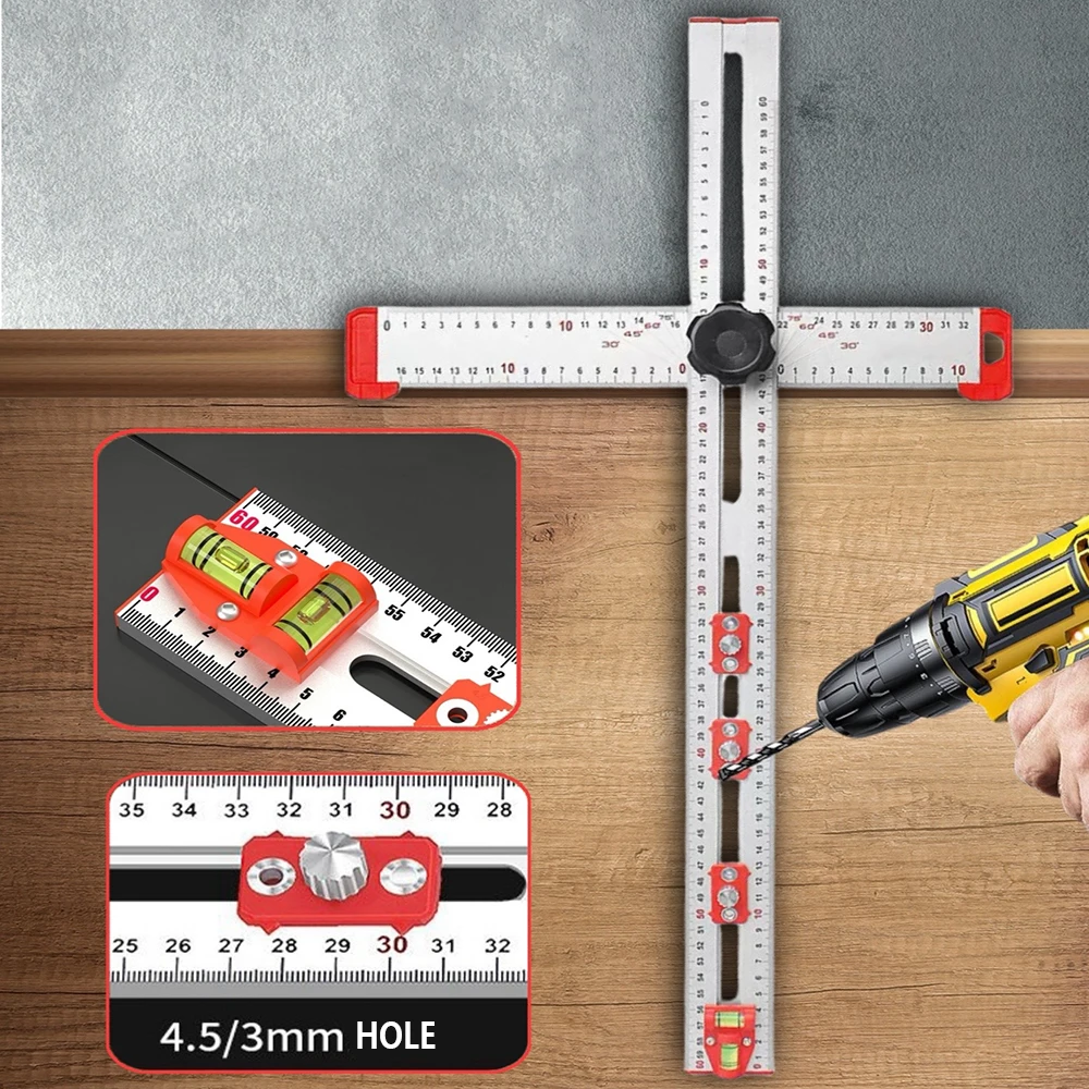 2-in-1-Drilling-Positioning-Ruler-Combination-Angle-Ruler-T-Shaped ...