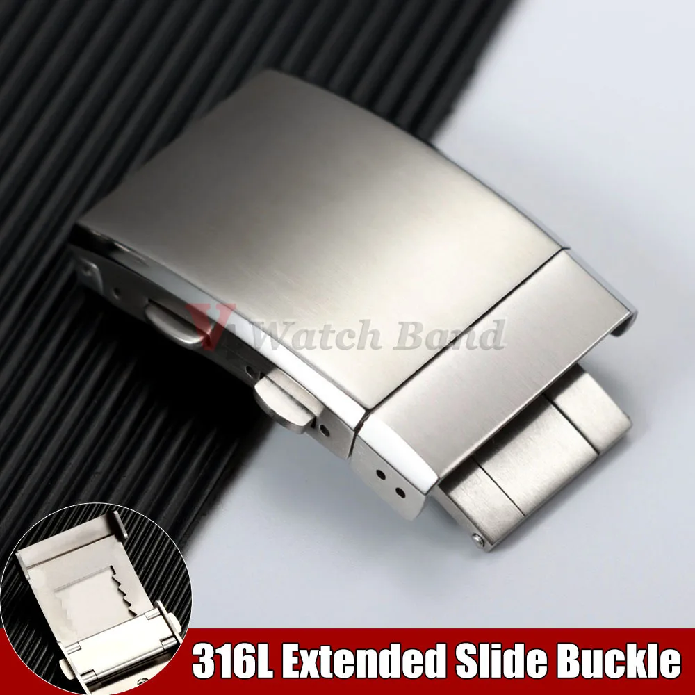 18mm 20mm 22mm Watch Buckle Solid 316L Stainless Steel Brushed Folding ...