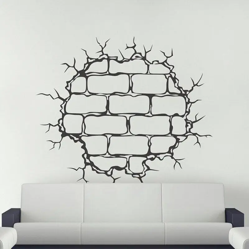 KID-S-Wall-Sticker-Cracked-Wall-Decal-Broken-Brick-Wall-Crack-Stencil ...