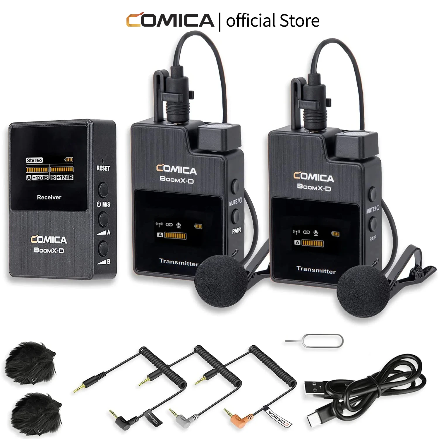 Comica-BoomX-D-2-4G-Wireless-Microphone-Dual-channel-Lapel-Microphone ...