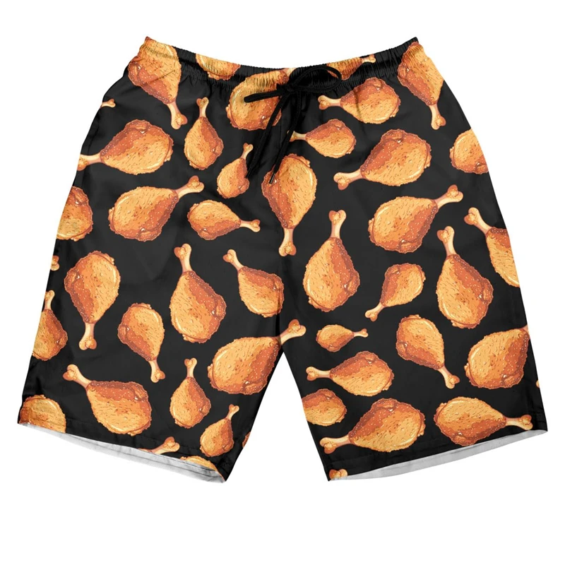 Fast Food Graphic Beach Short Pants For Men Summer Hawaiian Vacation ...