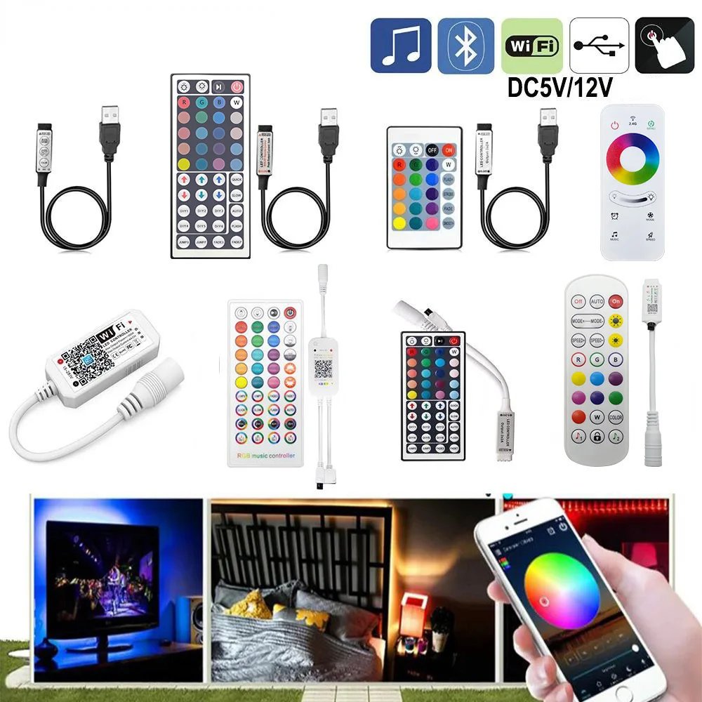 DC5V-12V-IR-Bluetooth-Wifi-Music-Controller-4pin-USB-Touch-Remore-LED ...