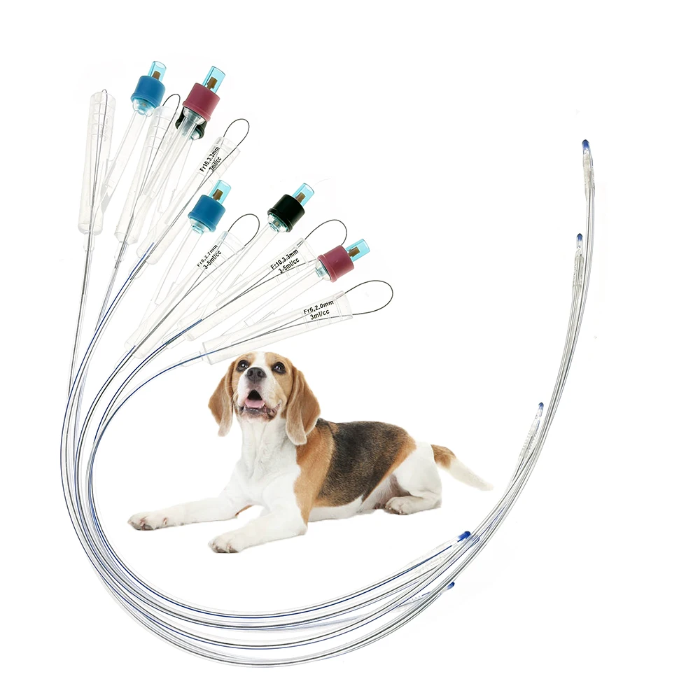 Canine-Pet-Dog-With-Metal-SS-Stylet-Catheter-Silicone-Foley-2-Ways-Self ...