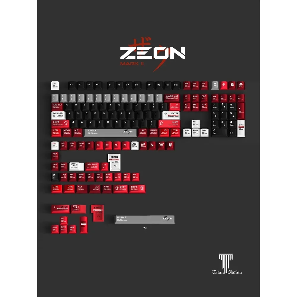ZAKU-Theme-ABS-Keycaps-Original-Profile-155-Keys-Mirror-Painted-Glazed ...