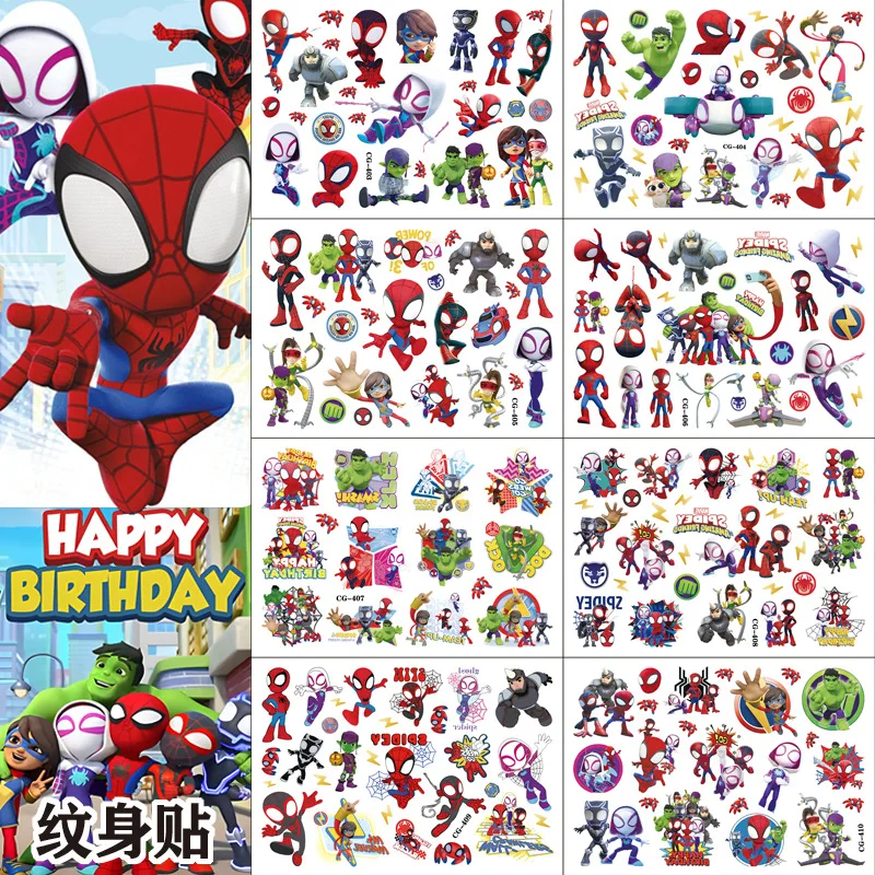 Spidey-and-His-Amazing-Friends-Tattoo-Sticker-Kid-Birthday-Party-Decor ...