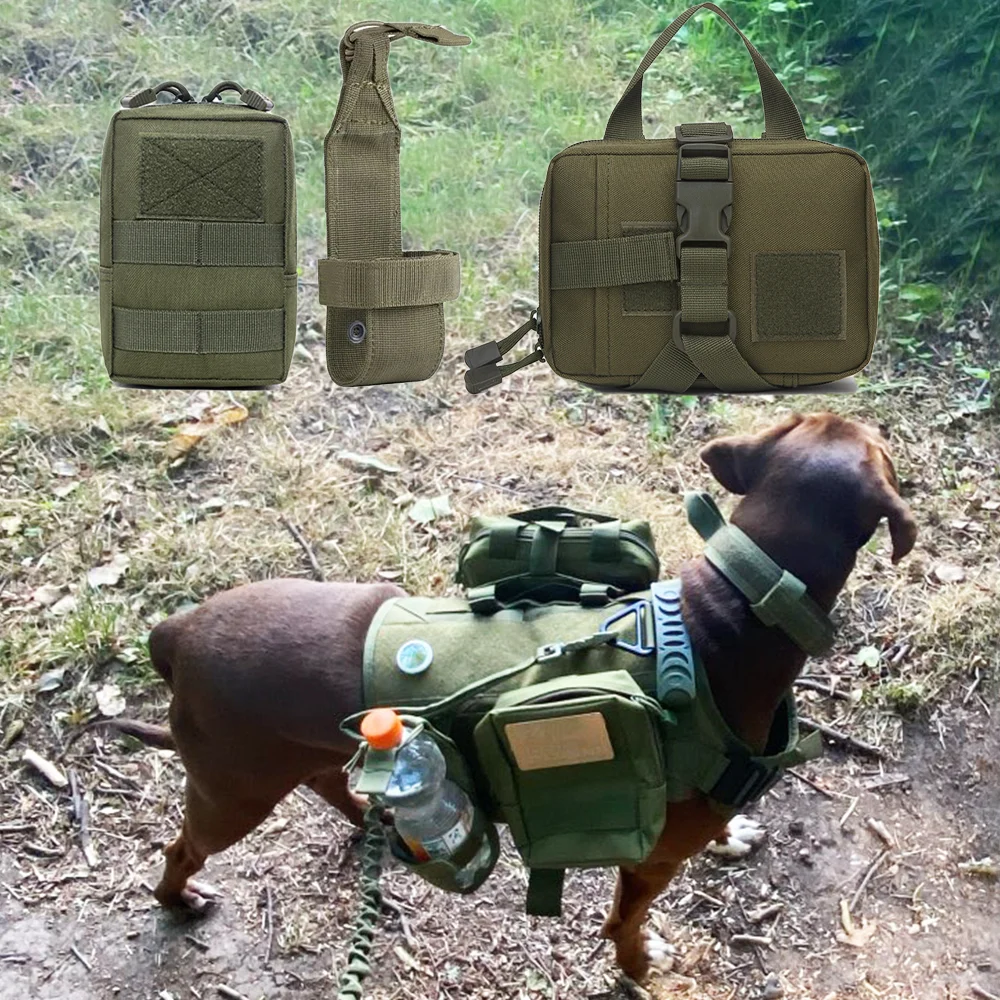 Multifunctional dog tactical bag set 3-piece set can be fixed on the ...