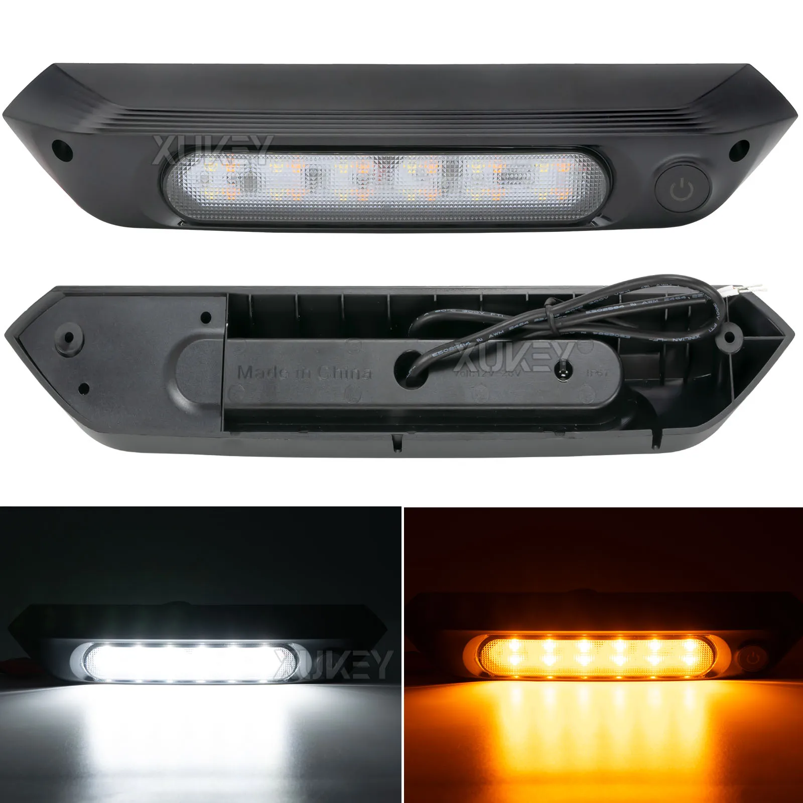 Dual-Color-285mm-12V-24V-Porch-Awning-Light-Amber-White-Waterproof-With ...