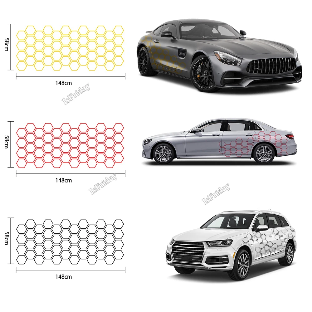 Car-Graphics-Honeycomb-Open-Style-Sticker-Auto-Decor-Tuning-Car-Side ...