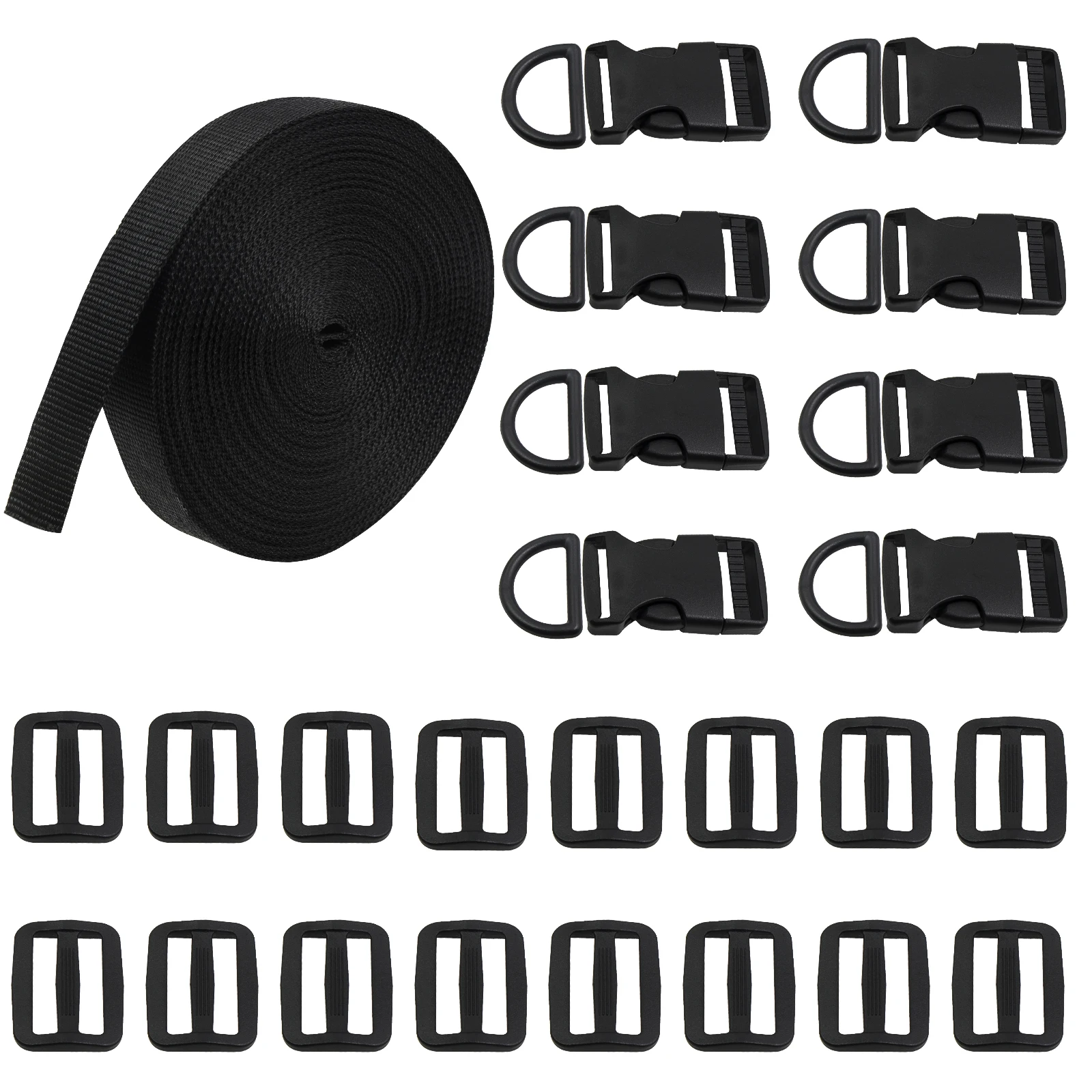 10yards-Nylon-Webbing-Strap-with-Quick-Release-Buckle-Black-Belting ...