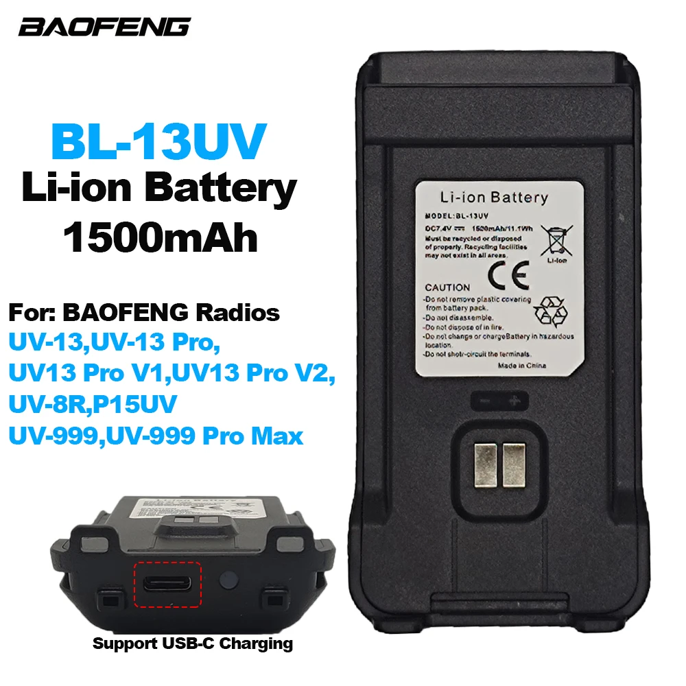 BAOFENG-Walkie-Talkie-Battery-BL-13UV-1500mAh-DC7-4V-for-BF-UV13-UV ...