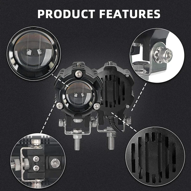 2 PCS 50 W LED補助ライトミニスポットドライブライトハイロービームデュアルカラー (ホワイト&Y黄) モーターサイクルフォグライトATV SUV 4 x 4ボート対応-