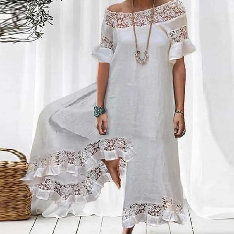 Mono-holgado-informal-con-volantes-y-cuello-oblicuo-para-mujer-peto-de ...