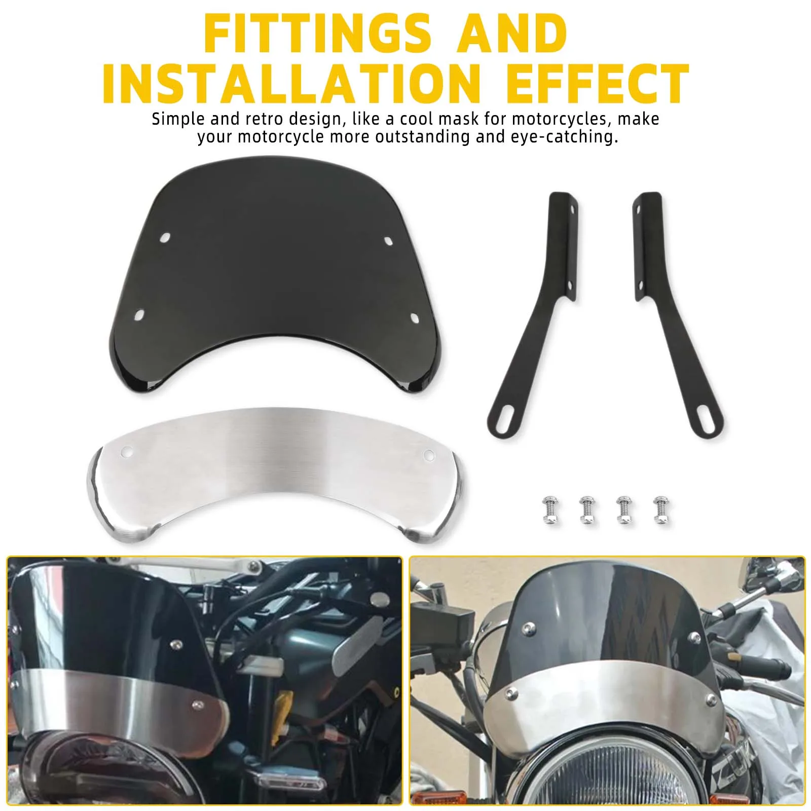 Universal 5" 7" Retro Motorcycle Headlight Windshield Wind Deflector ...